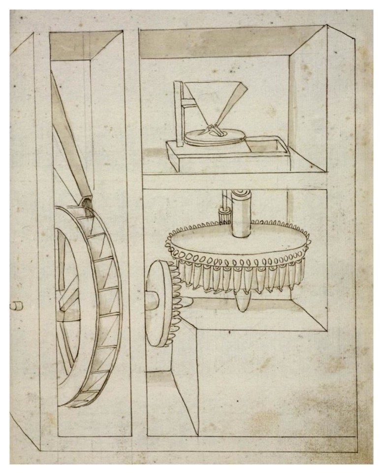 "Folio 40: mill with overshot water wheel" Paper Art, 22"x26 ...