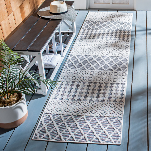 Safavieh Cabana Collection CBN652 Indoor-Outdoor Rug Ivory/Grey, 2'2 ...