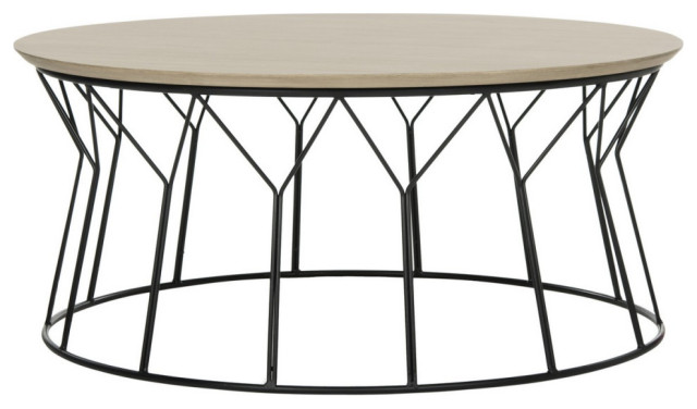 Leander Retro Mid Century Wood Coffee Table Light Grey/ Black ...