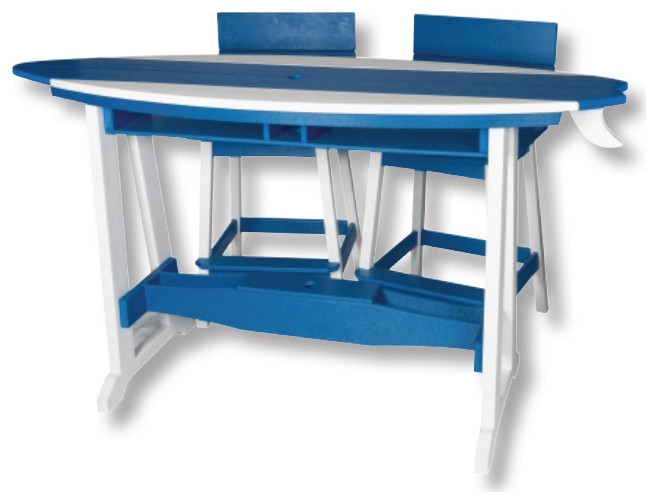 6' Surfboard Table, 4 Chairs, All Weather Outdoor Poly Set - Beach ...