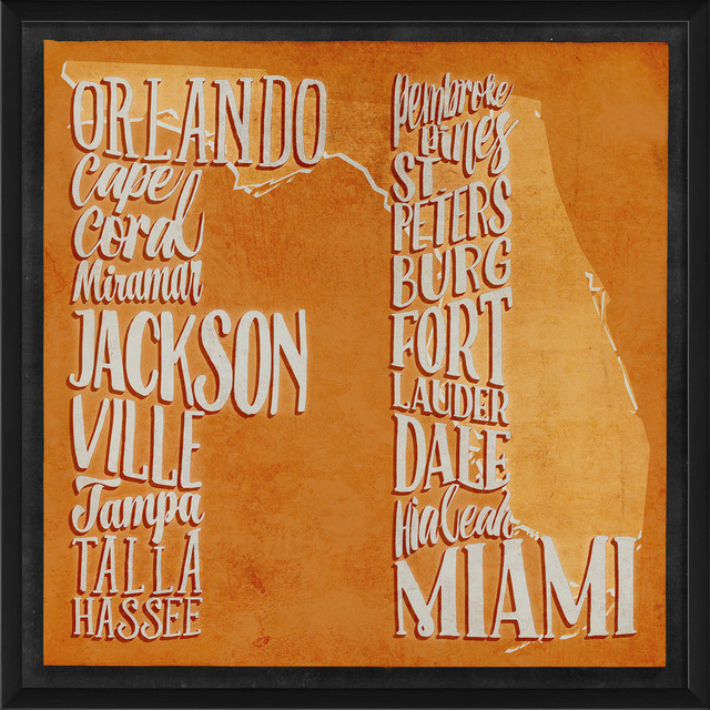 Florida State Abbreviation Framed Print, Large - Contemporary - Prints ...