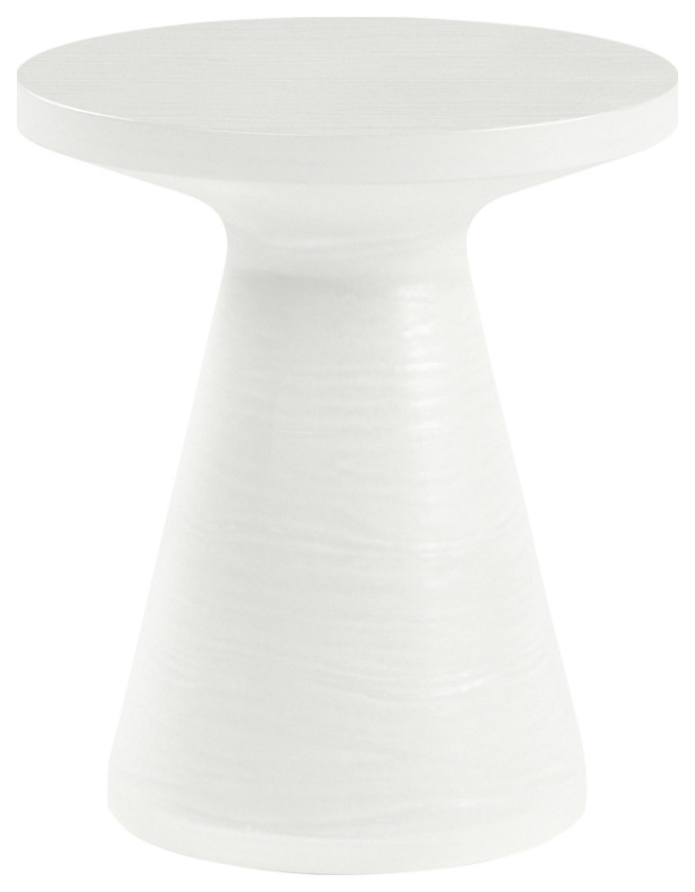 GRC Round End Table, Bone Finish - Transitional - Outdoor Side Tables ...