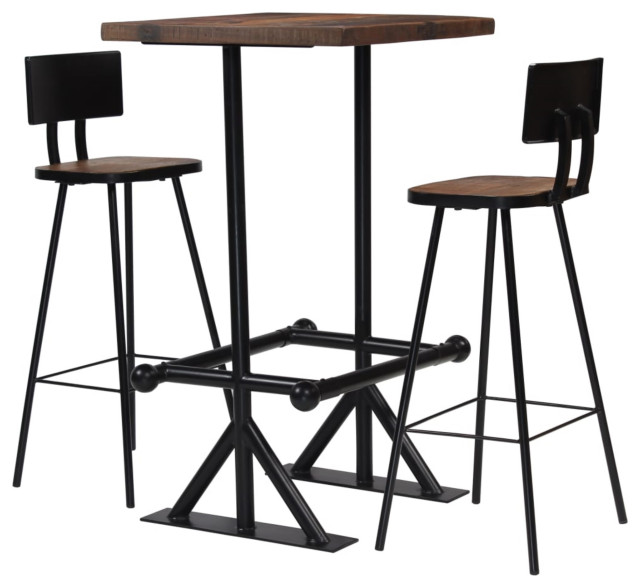 Vidaxl Bar Set 3 Piece Solid Reclaimed Wood - Industrial - Folding ...