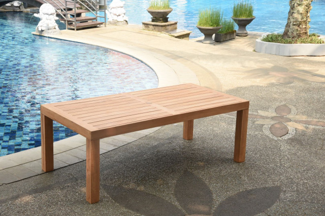 7-Piece Outdoor Teak Dining Set: 86" Rectangle Table, 6 Alps Stacking ...