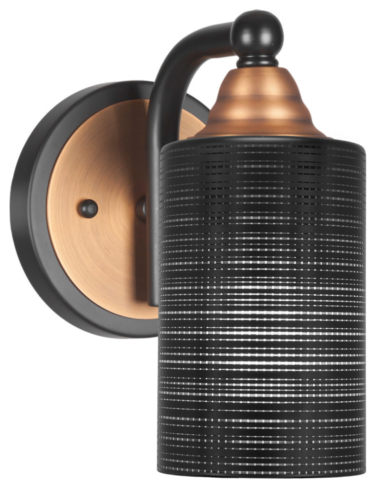 Paramount Wall Sconce, Matte Black & Brass, 4" Black Matrix Glass ...