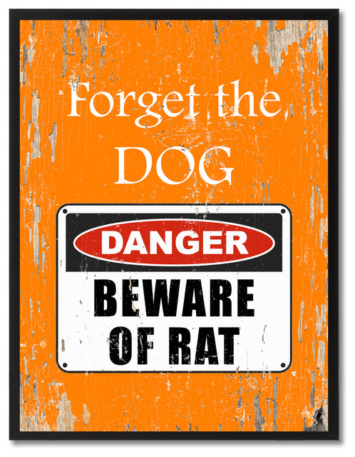 Beware Of Rat Danger Sign, Canvas, Picture Frame, 13"x17" - Rustic ...