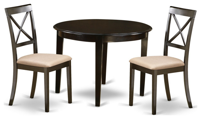 3-Piece Small Kitchen Table Set, Round Table and 2 Dining Chairs ...