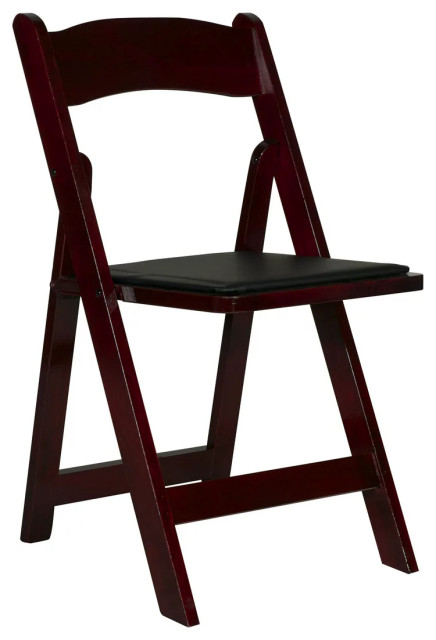 Traditional Folding Chair, Hardwood Frame With Cushioned Seat & Curved ...