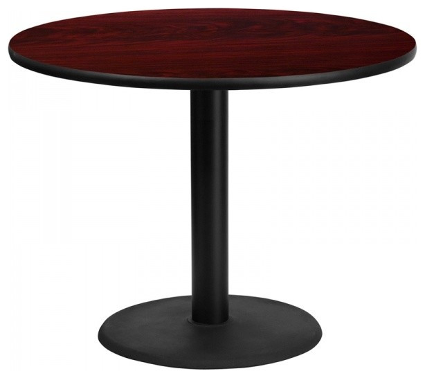 Flash 42'' Round Laminate Table Top/24'' Round Base, Mahogany ...