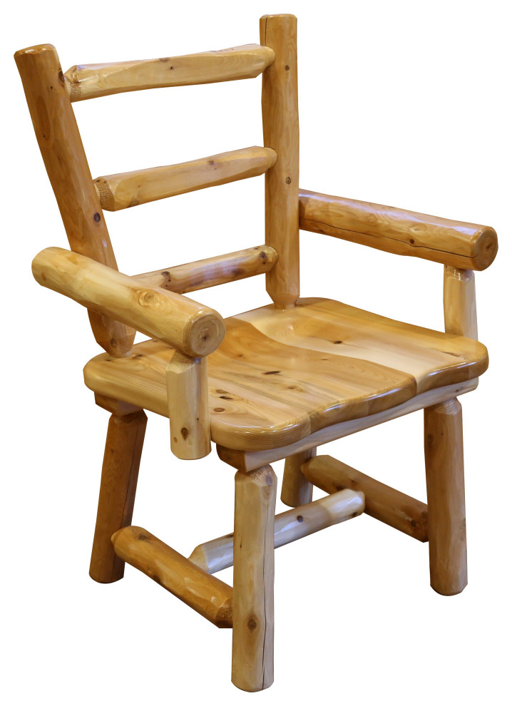 Set of 2 White Cedar Log Dining Chairs With Arms - Rustic - Dining ...
