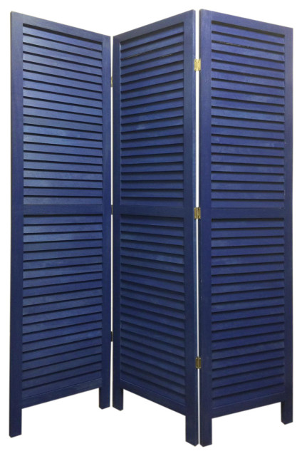 Benzara BM205393 3 Panel Foldable Wooden Shutter Screen with Straight ...