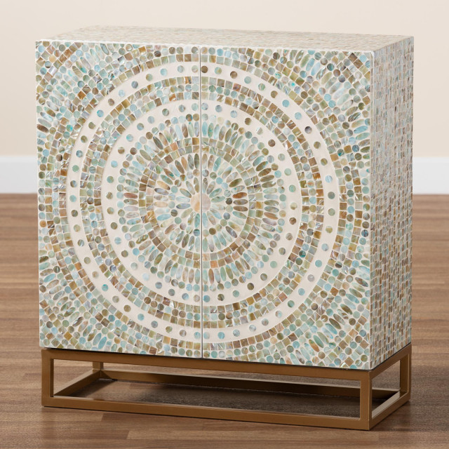 Ilse Multicolor Storage Cabinet With Mother of Pearl - Beach Style ...