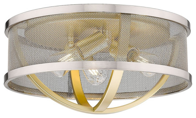 Golden Lighting Colson 3-Light Flush Mount, Olympic Gold/Pewter, 3167 ...