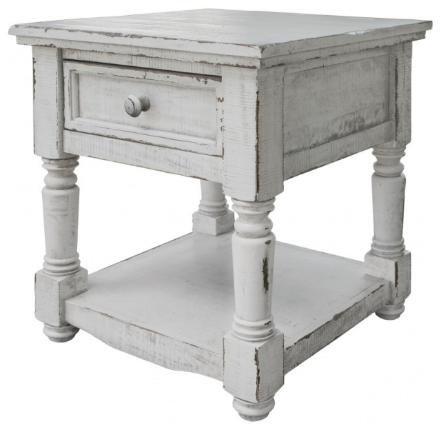 Stonegate Solid Wood End table - White - French Country - Side Tables ...