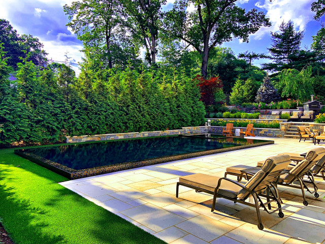 Ridgewood New Jersey Perimeter Overflow Glass Tile Swimming Pool ...