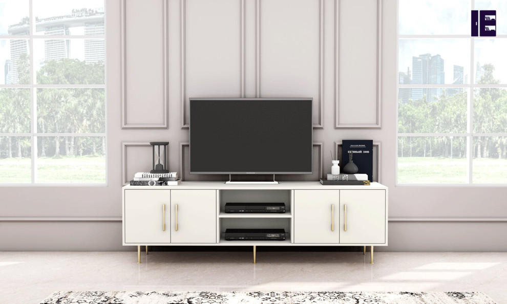 Floor TV Units in Alpine White | Inspired Elements - Modern - Home ...