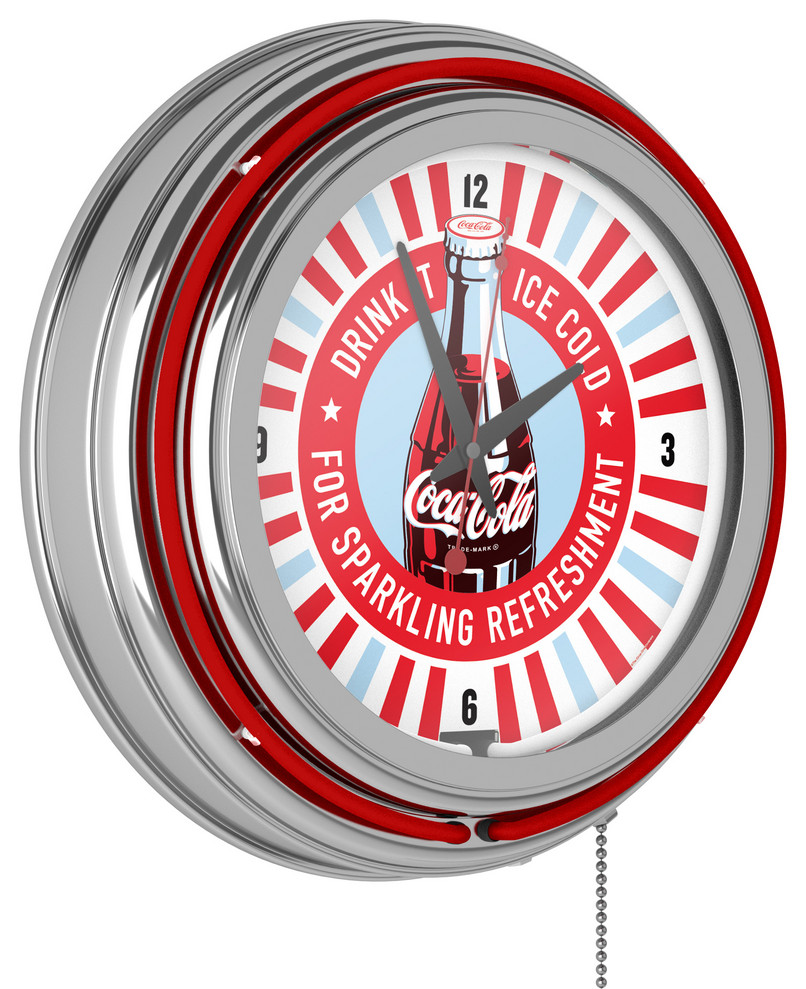Coke Chrome Double Rung Neon Clock - Contemporary - Wall Clocks - by ...