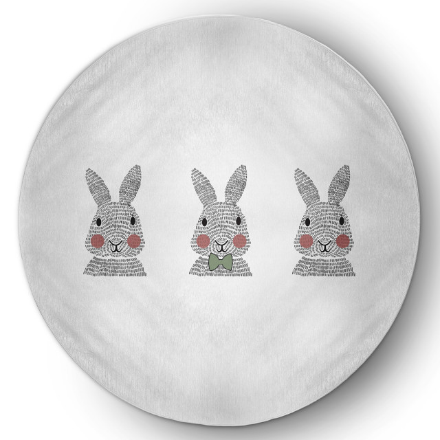 2' x 3' Bunny Triplets Easter Chenille Indoor/Outdoor Rug, 5' Round ...