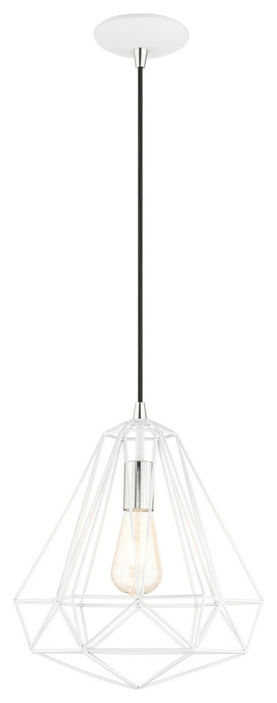 Geometric One Light Pendant, Shiny White - Pendant Lighting - by ...