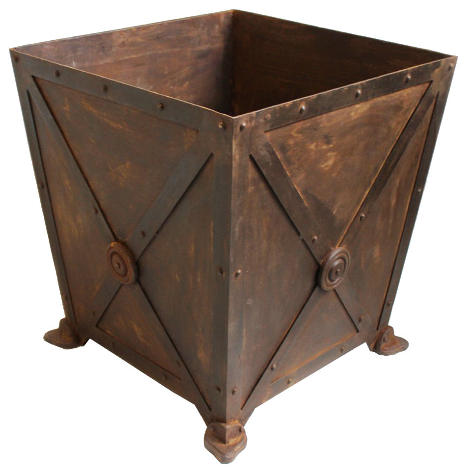 Iron Rivet Planter - Industrial - Outdoor Pots And Planters - by Design ...