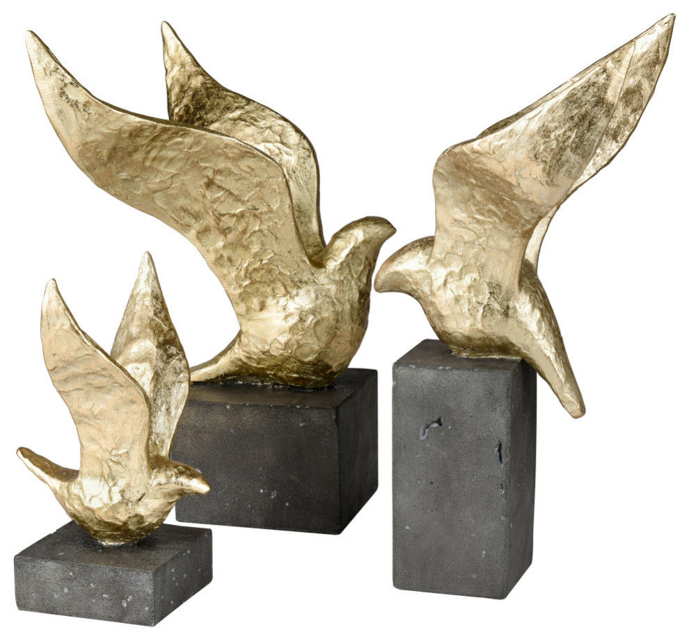 Winged Bird Sculpture Set of 3 - Contemporary - Decorative Objects And ...