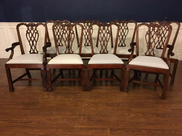 Eight Straight Leg Chippendale Dining Chairs by Leighton Hall ...