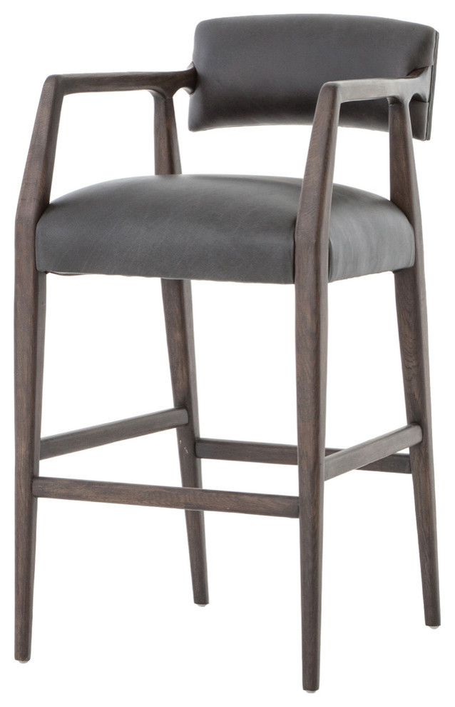 Abbott Tyler Bar Stool, Chaps Leather - Midcentury - Bar Stools And ...
