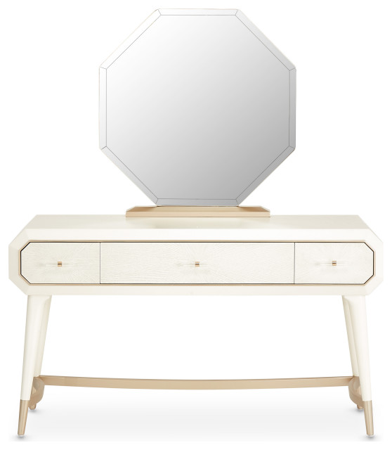 La Rachelle Vanity Set with Mirror & Chair - Medium Champagne ...