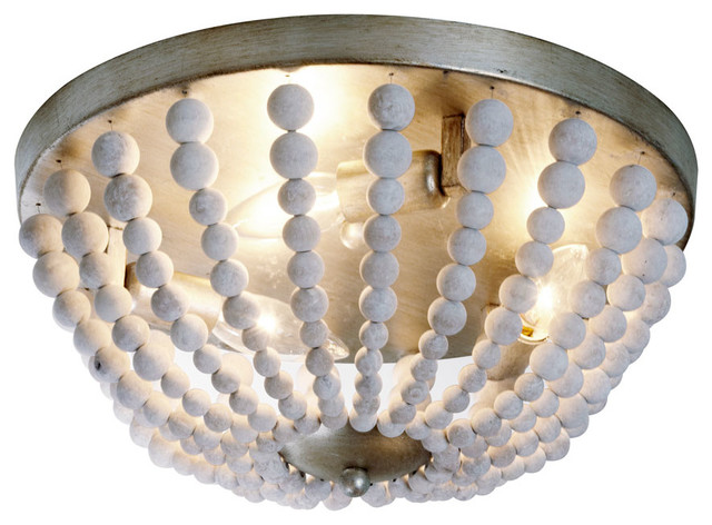 3-Light Wooden Flush Mount Fixture - Beach Style - Flush-mount Ceiling ...