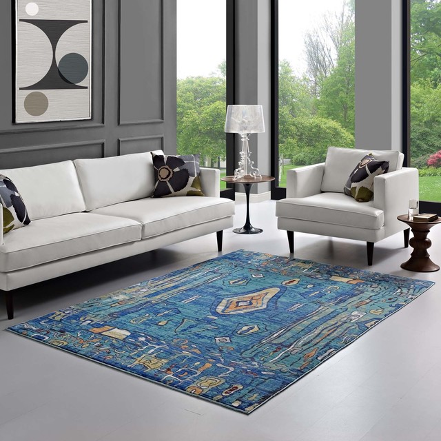 Modern Area Rug, Distressed, Multi-Color - Contemporary - Area Rugs ...