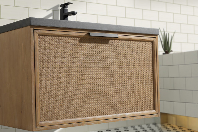 Solana 36" Floating Bathroom Vanity Weathered Fir - Tropical - Bathroom ...