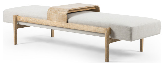 Fawkes Bench, Vintage White Wash Oak - Farmhouse - Upholstered Benches ...