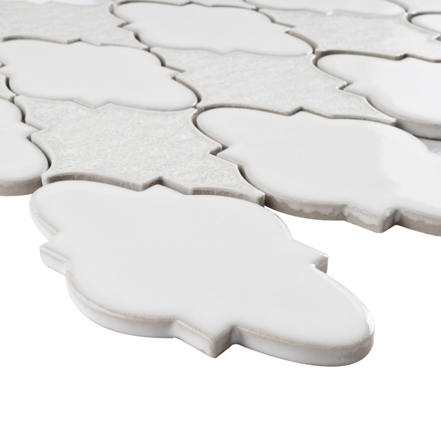 12.25"x13.75" Candace Mosaic Tile Sheet, White - Mediterranean - Mosaic ...