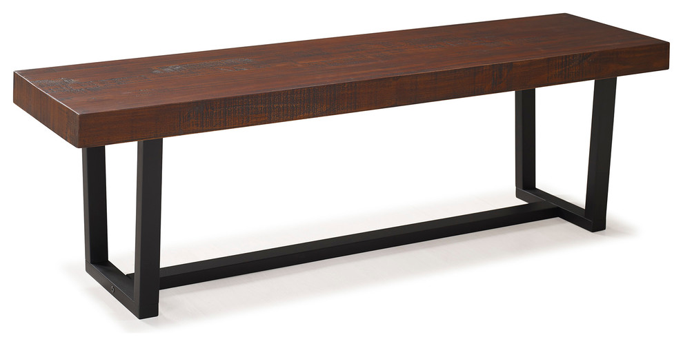 60" Solid Wood Dining Bench, Mahogany - Industrial - Dining Benches ...