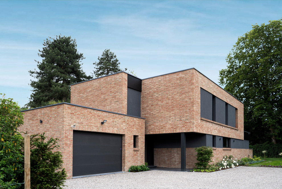 Maison cubique en briques avec patio intérieur - Contemporary ...