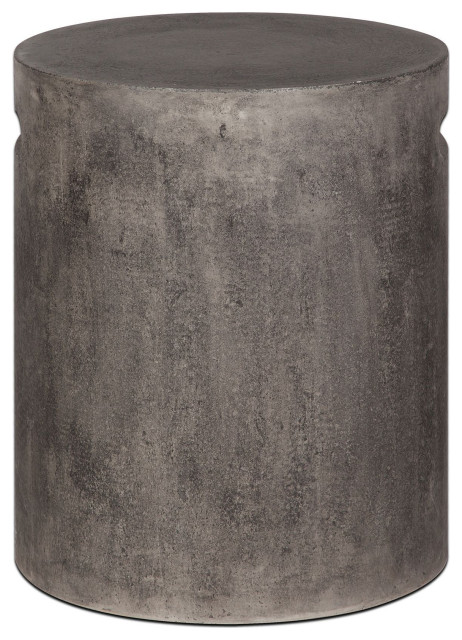 Concrete Round Side Table With Handle, Gray - Industrial - Side Tables ...