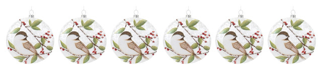 Glass Chickadee Bird Ball Ornament, Set of 6 - Traditional - Christmas ...