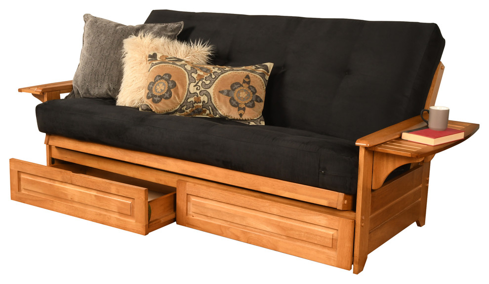 Mesa Frame Futon With Butternut Finish, Storage Drawers - Transitional ...
