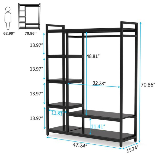 Tribesigns Freestanding Garment Rack, Open Wardrobe Closet Storage ...