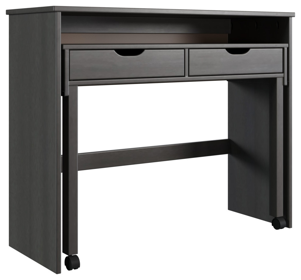 Cary Extendable Console Desk Gray - Transitional - Desks And Hutches ...
