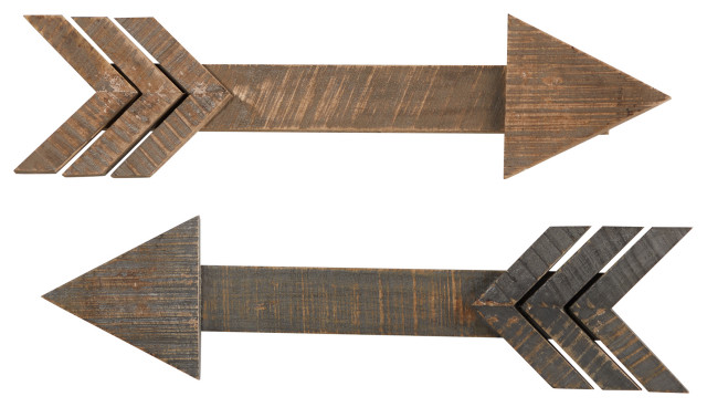 2' Rustic Wood Arrows Wall Art Decor, Set of 2 - Rustic - Wall Accents ...