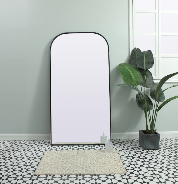 Metal Frame Arch Full Length Mirror 35X66 Inch, Black, 66"Lx35"Wx1"H ...