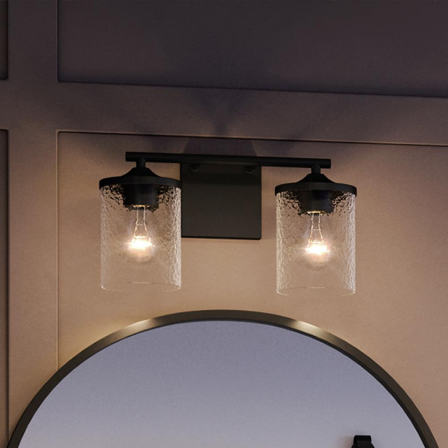 Luxury Modern Farmhouse Bath Fixture, 7.75''H x 14''W, in Matte Black ...