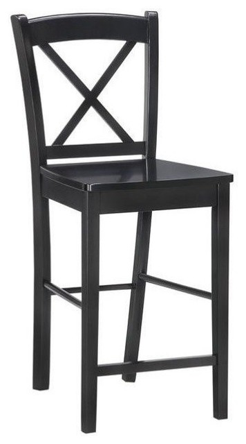 Pemberly Row 24" X-Back Transitional Wood Counter Stool in Black, 24 ...
