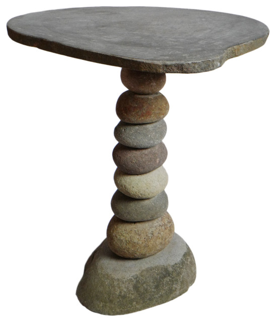 River Rock Stacked Bistro Table - Beach Style - Outdoor Pub And Bistro ...