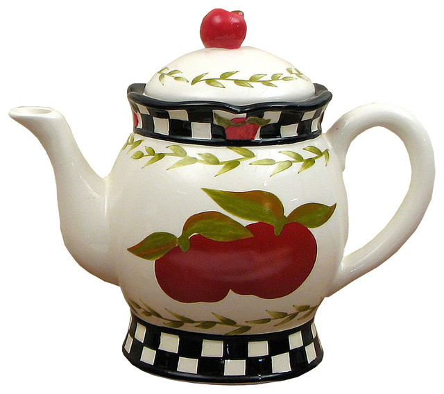 Ceramic Apple Painted Elegant Teapot - Farmhouse - Teapots - by ...