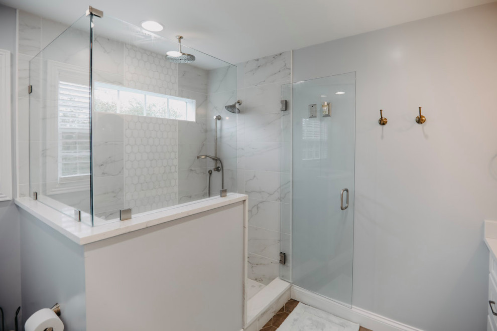 A step in shower with tile all around. - Modern - Bathroom - Louisville ...