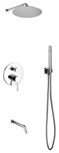 Aqua Rondo Shower Set w/ 12" Rain Shower, Handheld and Tub Filler ...