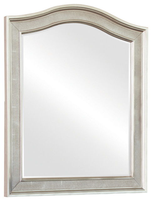 Bling Game Arched Top Vanity Mirror Metallic Platinum - Transitional ...