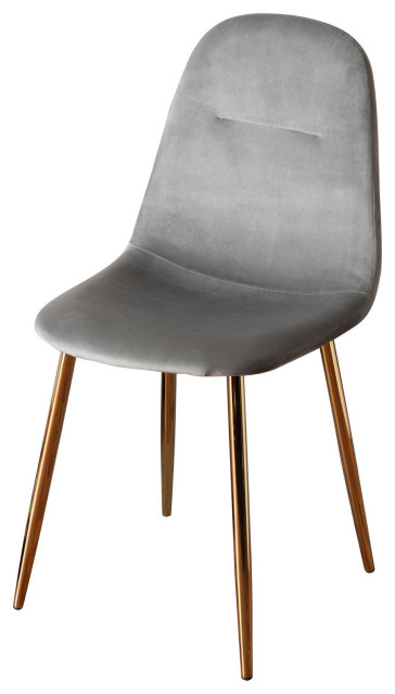 Set of 4 Dining Chair, Angled Metal Legs With Velvet Upholstered Seat ...